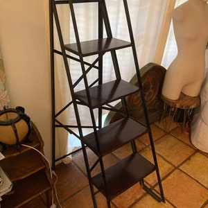 Folding Ladder Shelf, Tall Ladder Shelf, 5 Tier Bookshelf, Small Space ...