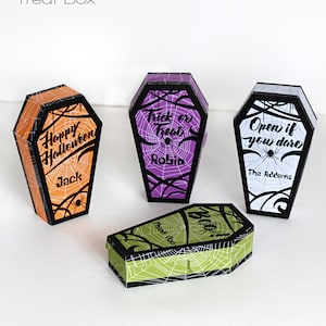 Halloween Coffin Box Editable Printable 3 Favor Box - Etsy