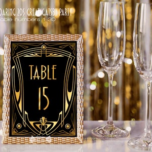 Table Numbers Printable for Great Gatsby Wedding Party, Art Deco Table ...
