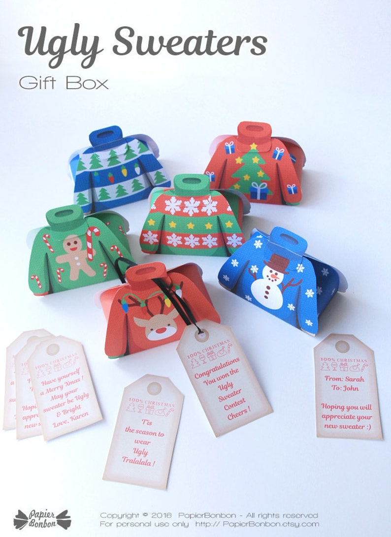 Ugly Christmas Sweater Gift Box - 6 Favor Box - Etsy