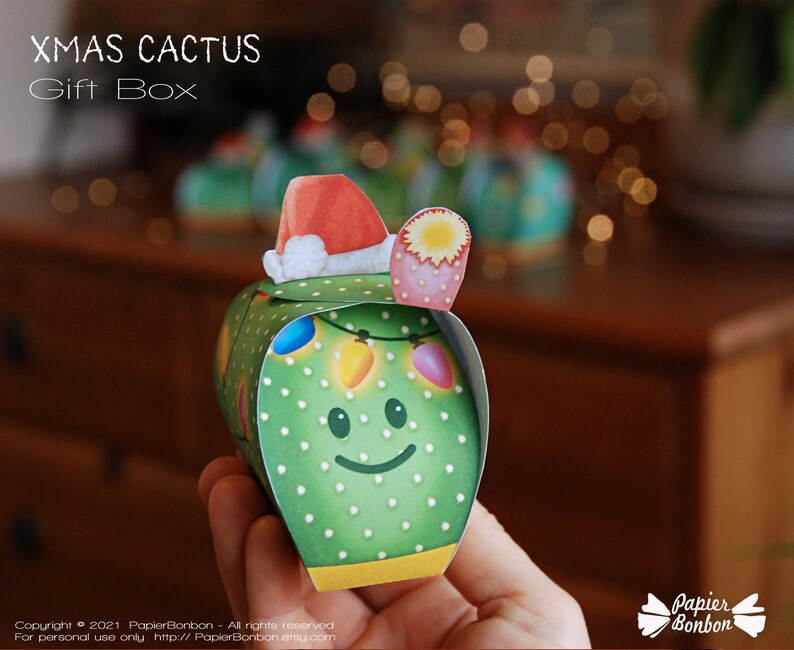 Christmas Cactus Treat Boxes Printable - 6 Funny Cactus Party Decor ...
