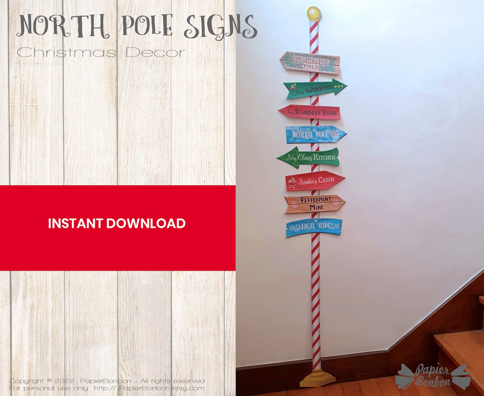 North Pole Signs Printable, PDF FILES, Christmas Decor, DIY - Etsy