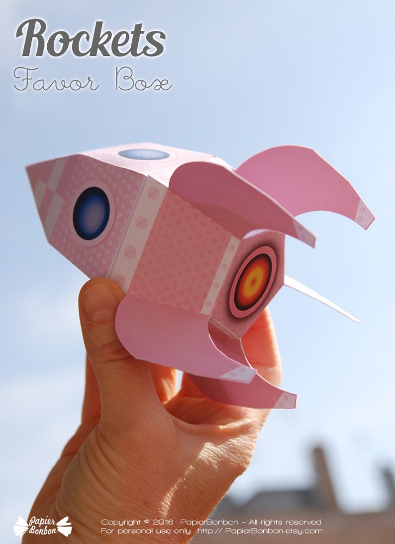 Rocket Favor Box – 5 Colors Batch - Space Party 5 Gift Box, Treat Box ...