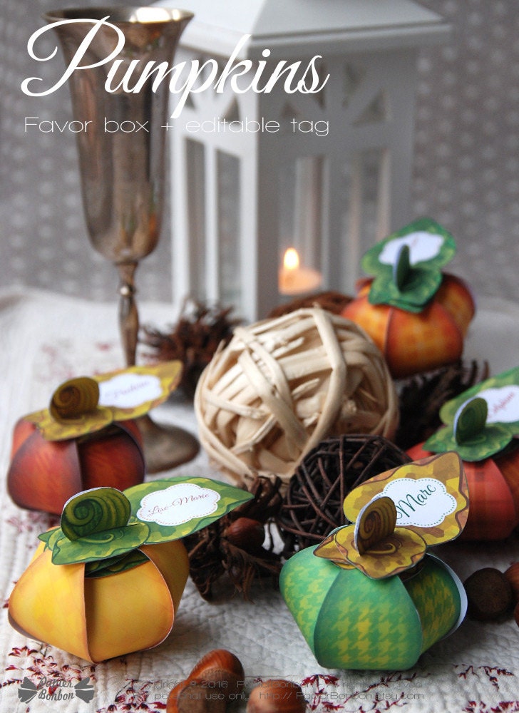 Thanksgiving Pumpkin Favor Box - 5 Gift Box - Etsy