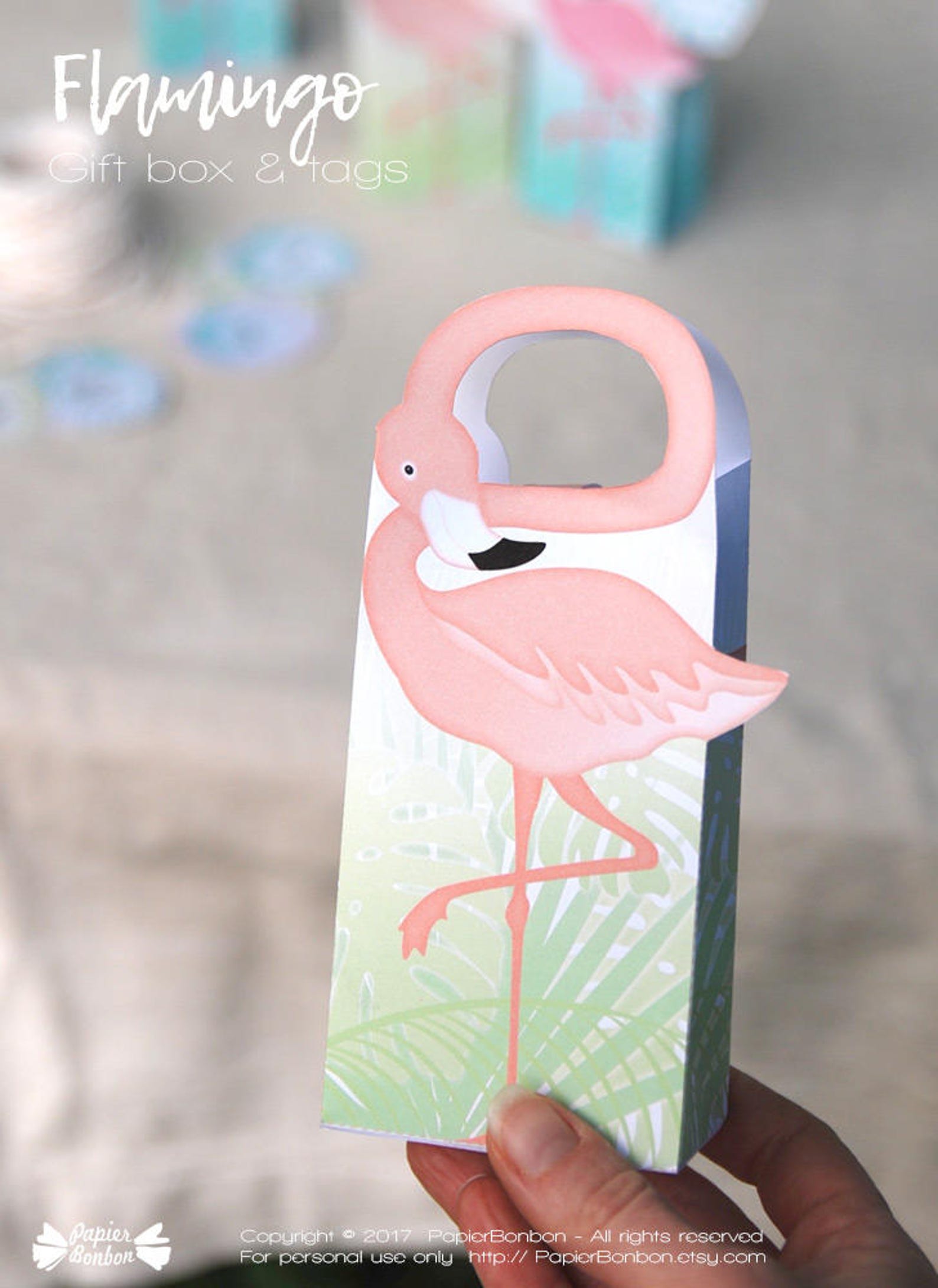 Flamingo Party Gift Box Printable Flamingo Favor Bag | Etsy