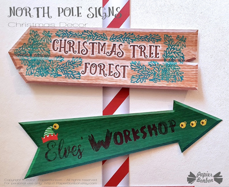 North Pole Signs Printable, PDF FILES, Christmas Decor, DIY - Etsy