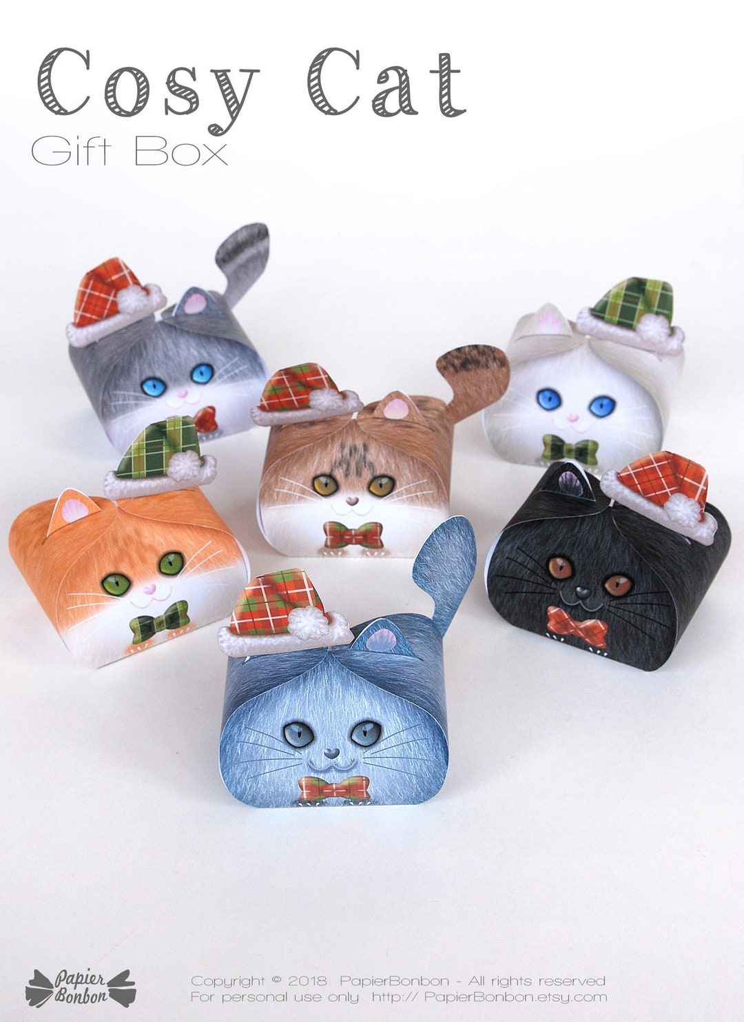 Christmas Cat Gift Box - 6 Favor Box - Etsy