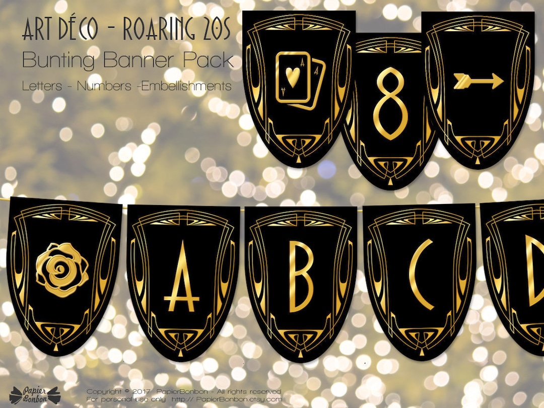 Gatsby Party Banner Printable, Great Gatsby Wedding, Roaring 20 ...