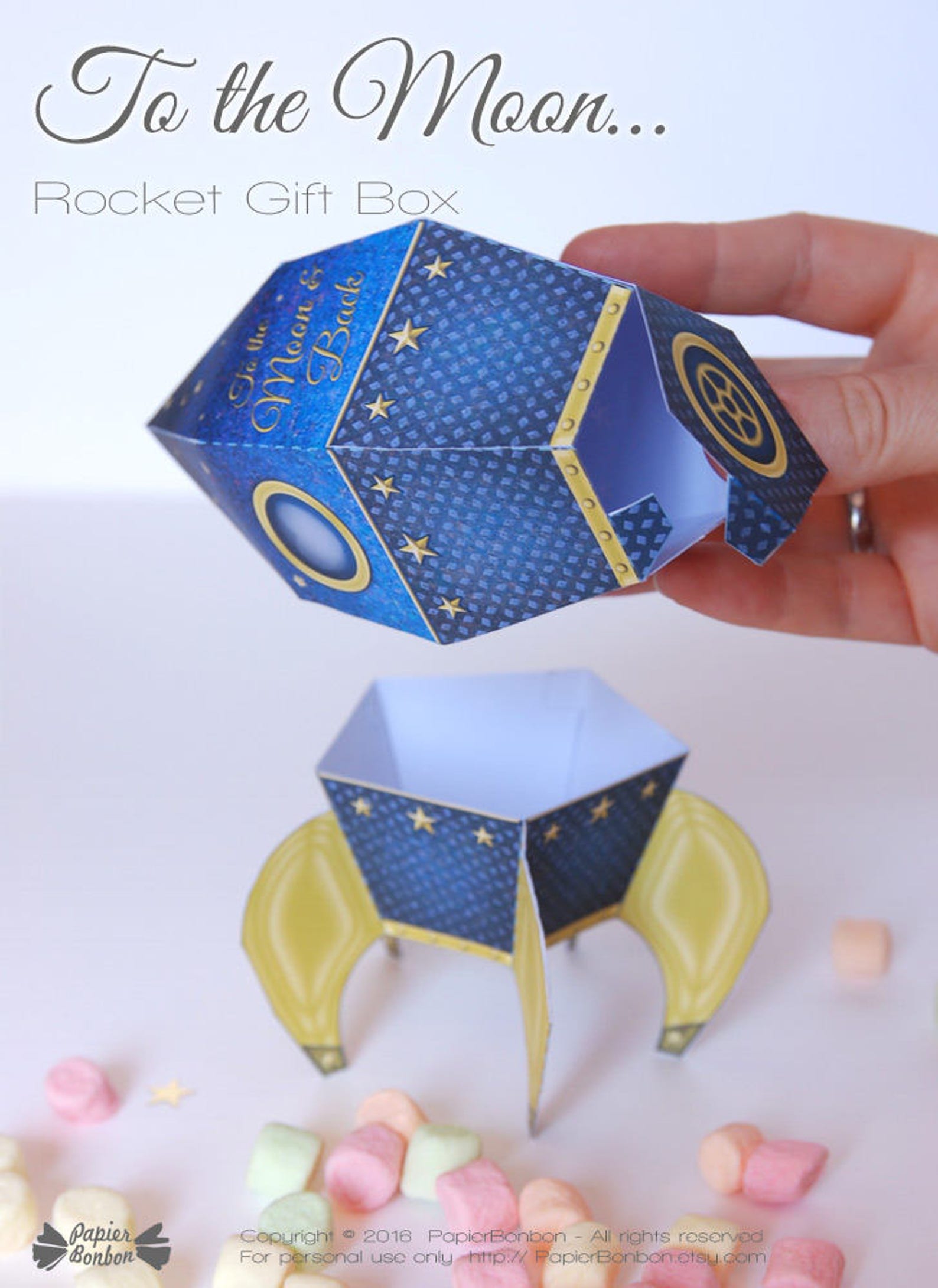 To the Moon and Back Rocket Gift Box Printable Editable | Etsy