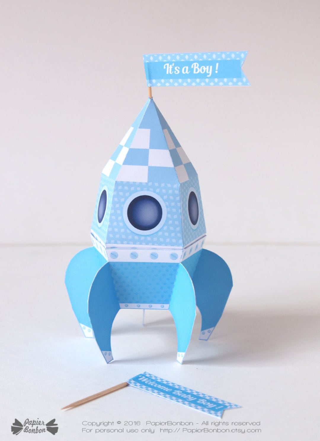 Blue Rocket Gift Box & Tag for Space Party - Etsy