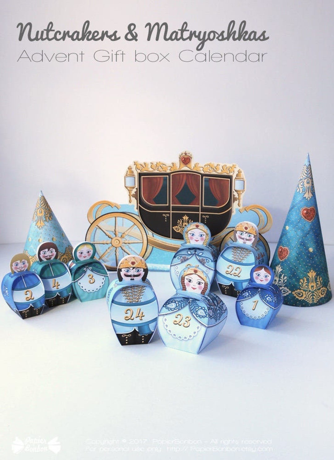 Princess Advent Calendar Printable, Matryoshka Advent Gift Box ...