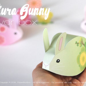 Easter Bunny Favor Box Printable, 3 Cute Sakura, Cherry Blossom Bunnies ...