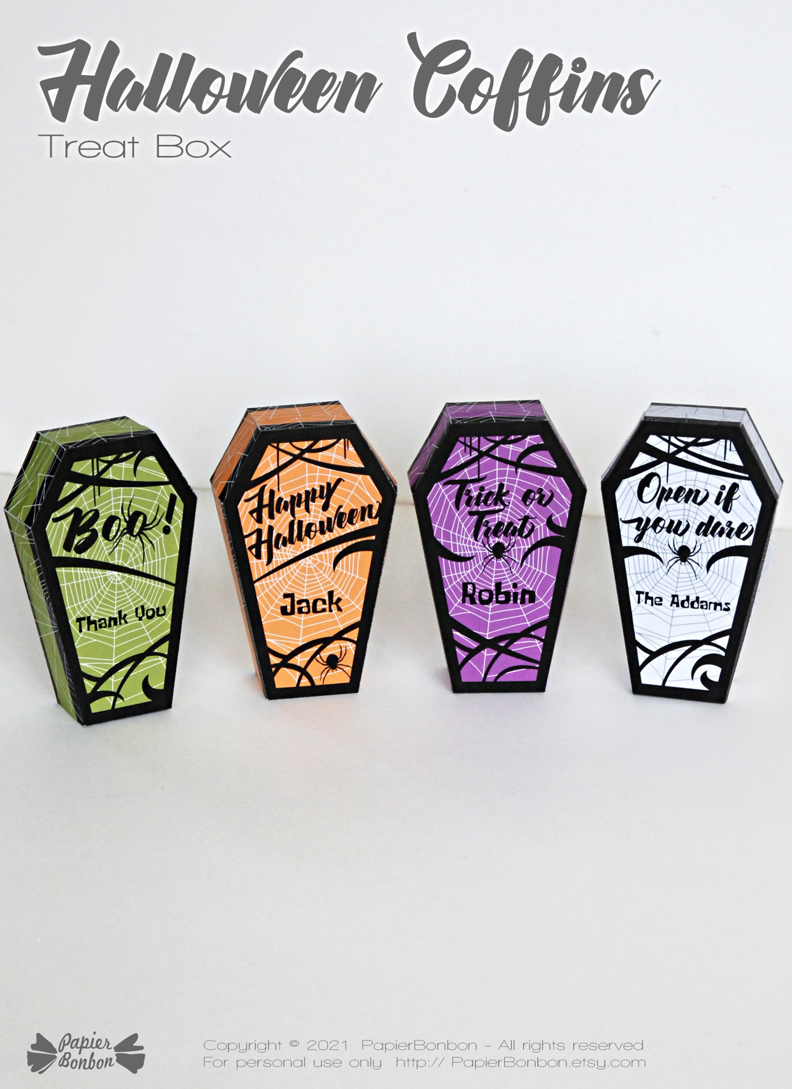 Halloween Coffin Box Editable Printable 4 Color Coffins Gift | Etsy