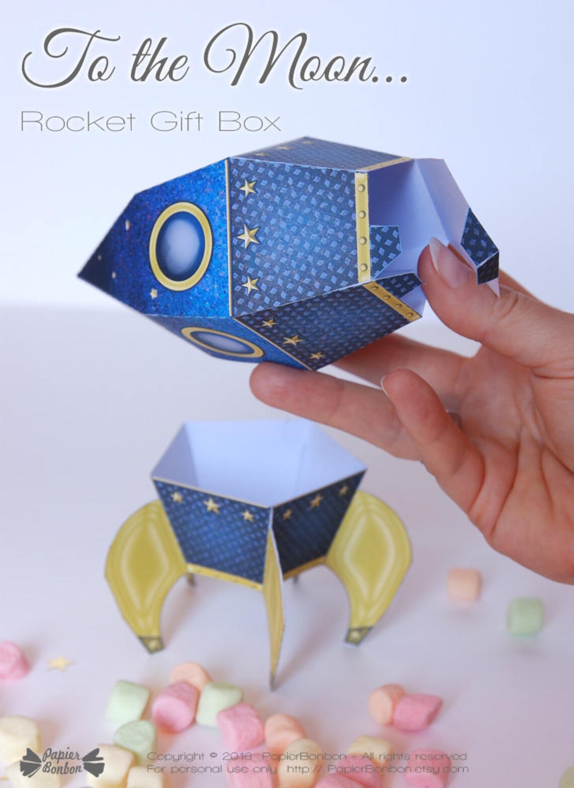 To the Moon and Back Rocket Gift Box Printable Editable | Etsy