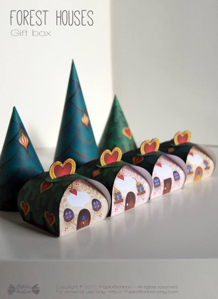 Printable House Gift Boxes - Paper Centerpiece Decoration, Christmas ...