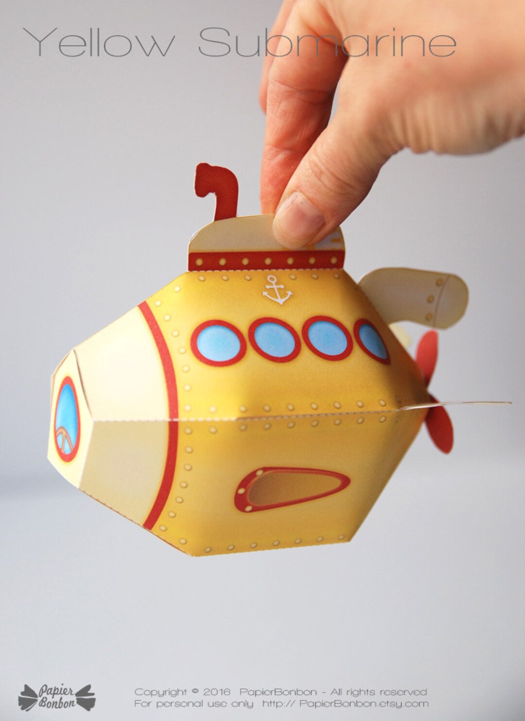 Yellow Submarine Treat Box Paper Toy - Favor Box Printable - Etsy