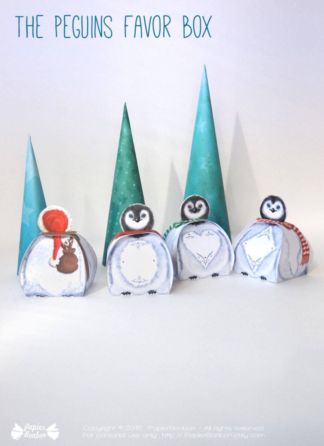 Penguins Favor Box, Christmas Treat Box 4 Gift Box Printable DIY - Etsy