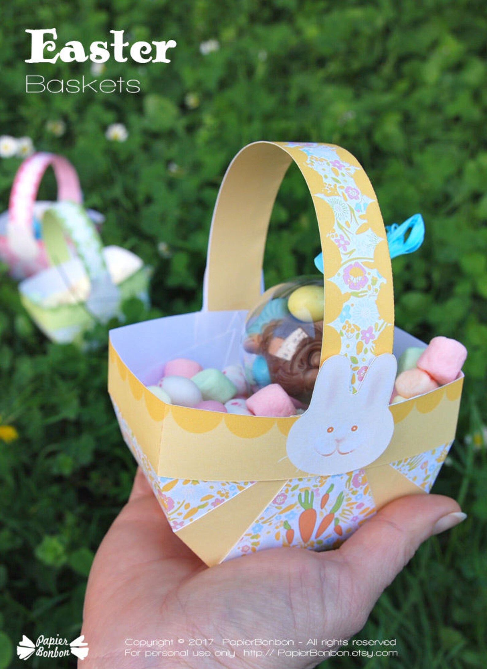 Easter Basket Printable, Easter Favor Table Decorations With Bunnies ...