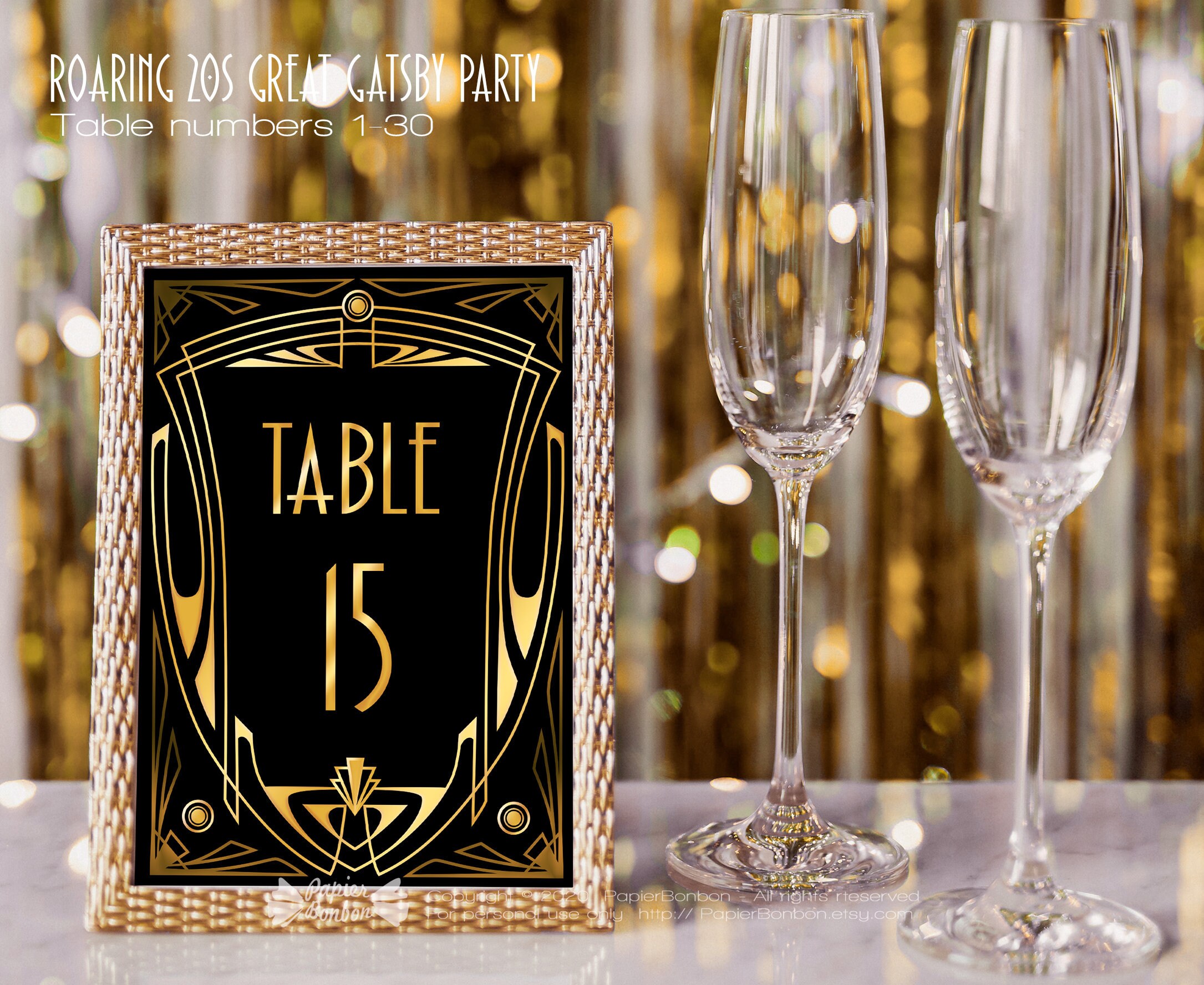 Table Numbers Printable for Great Gatsby Wedding Party Art | Etsy
