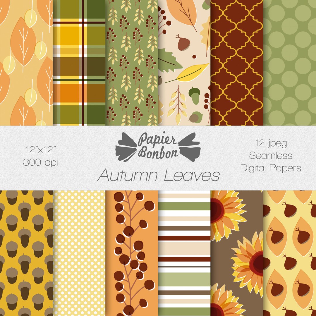 Seamless Digital Paper - Autumn Leaves, Woodland Digital Background ...