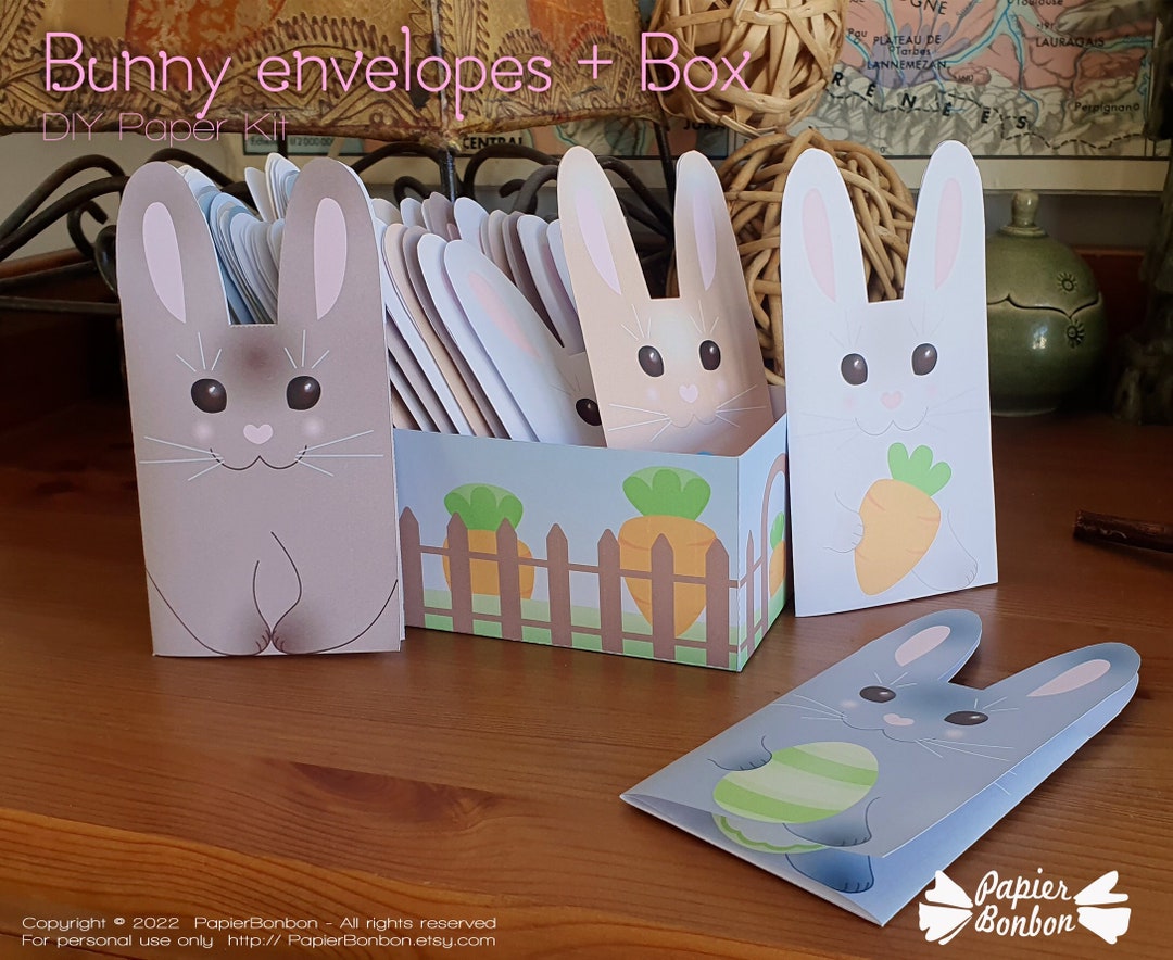 24 Bunny Chocolate Wrappers for Easter Favors - Paper DIY - Cute Pastel ...