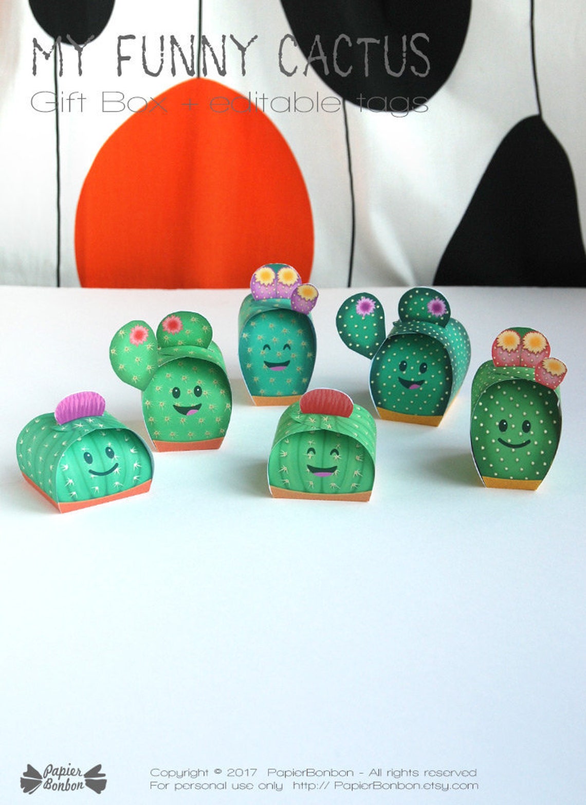Boîtes cadeau cactus Printable Décoration papier cactus - Etsy France