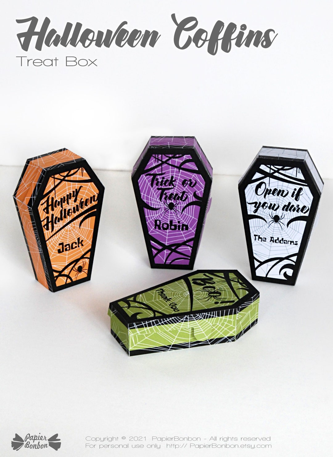 Halloween Coffin Box Editable Printable 3 Favor Box - Etsy