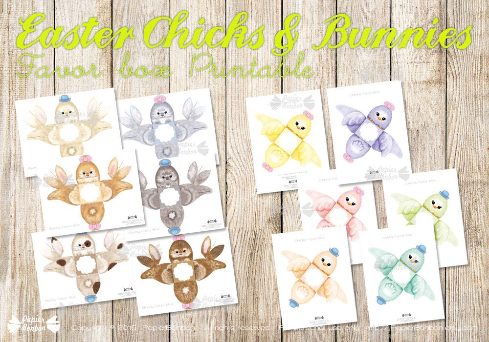 Easter Box Printable Easter Chick and Bunny Favour Printable - Etsy