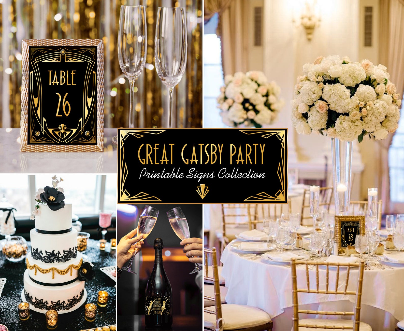Table Numbers Printable for Great Gatsby Wedding Party Art - Etsy