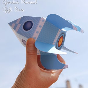 Blue Rocket Gift Box & Tag for Space Party - Etsy