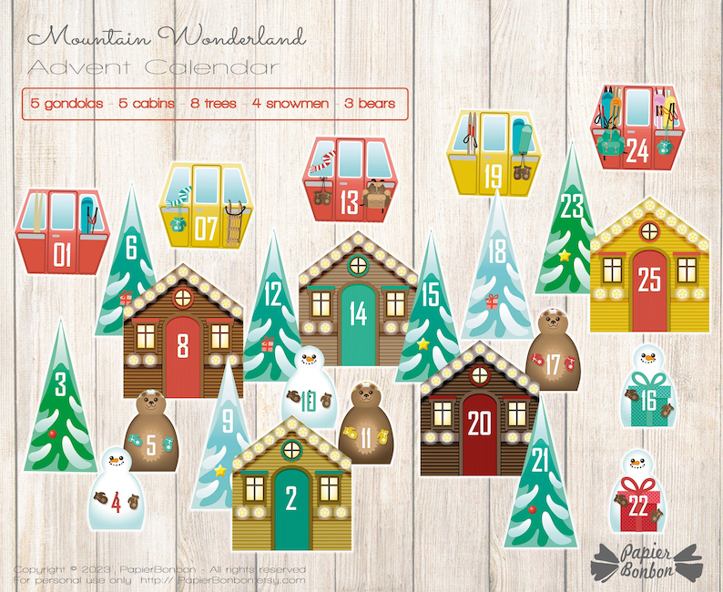 Mountain Wonderland Ski Advent Calendar 25 Advent Box for a Christmas ...