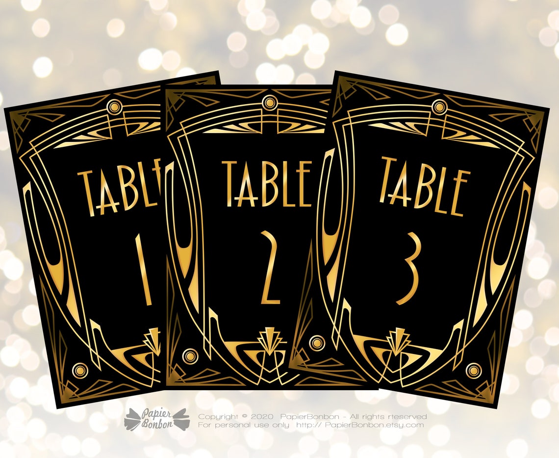 Table Numbers Printable for Great Gatsby Wedding Party Art - Etsy