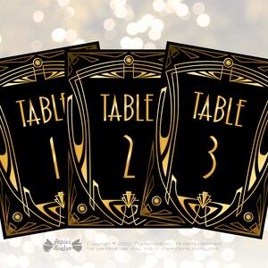 Table Numbers Printable for Great Gatsby Wedding Party, Art Deco Table ...
