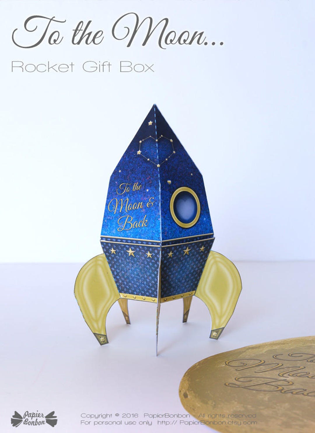 To the Moon and Back Rocket Gift Box Printable, + Editable Moon Card ...