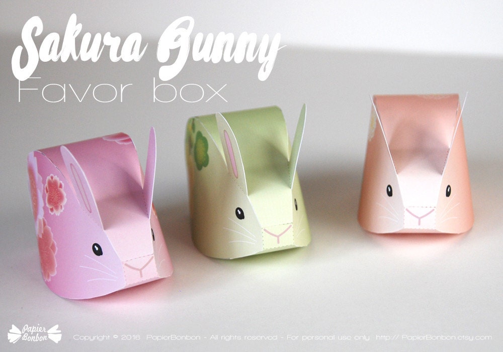 Easter Bunny Favor Box Printable 3 Cute Sakura Cherry - Etsy