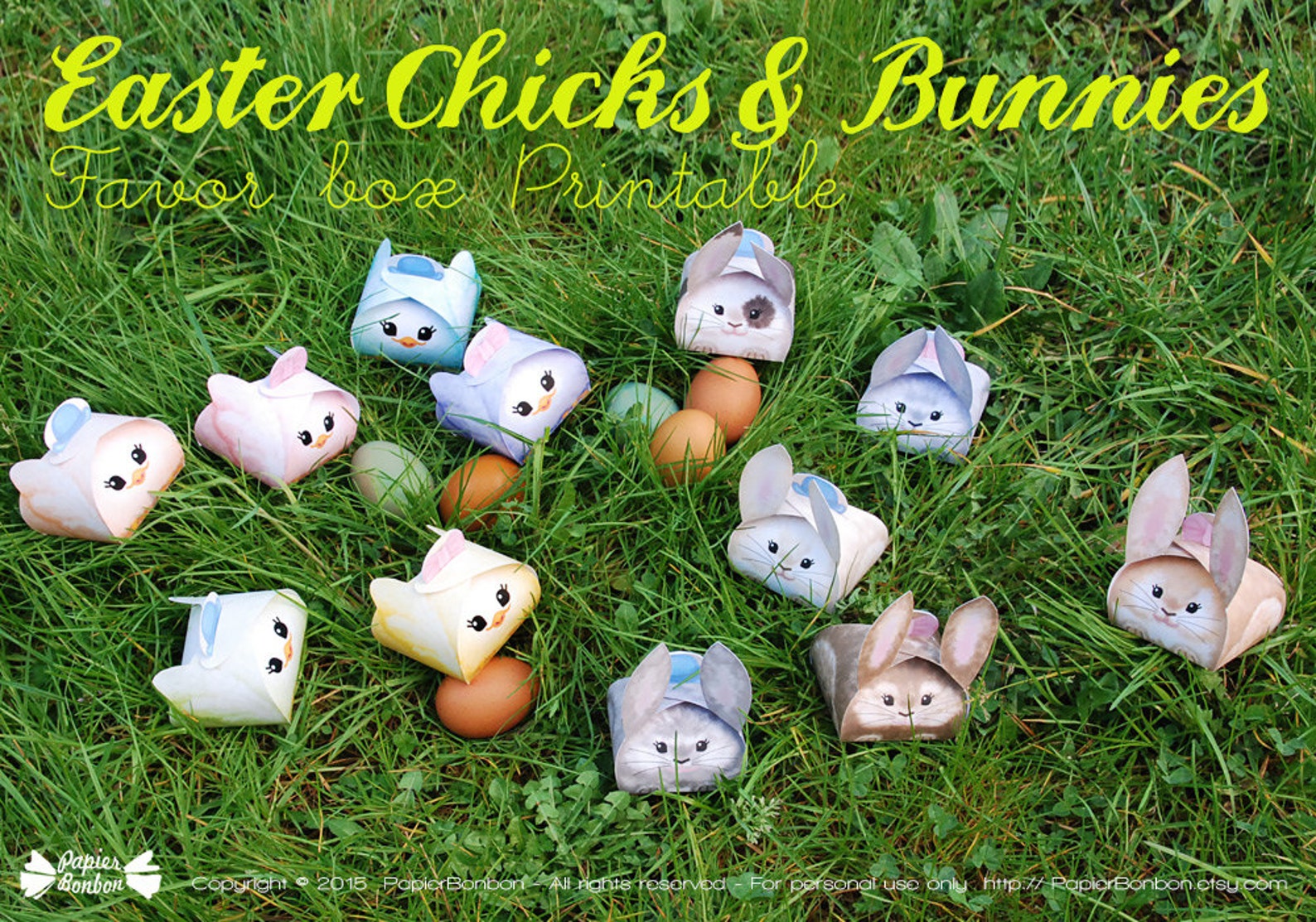 Easter Box Printable, Easter Chick and Bunny Favour, Printable Gift Box ...