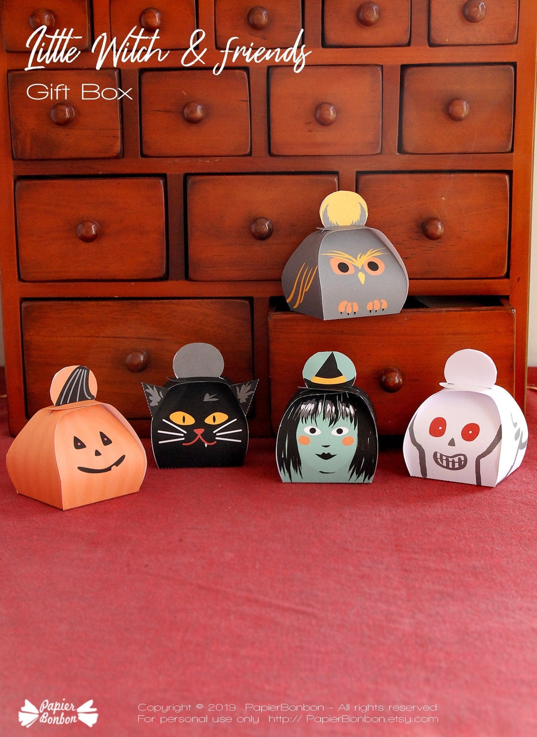 Halloween Treat Box (printable) Instant Download, 5 Funny Halloween Bag ...