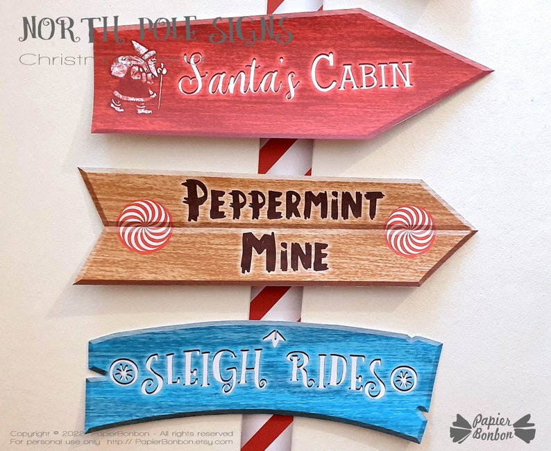 North Pole Signs Printable, PDF FILES, Christmas Decor, DIY - Etsy
