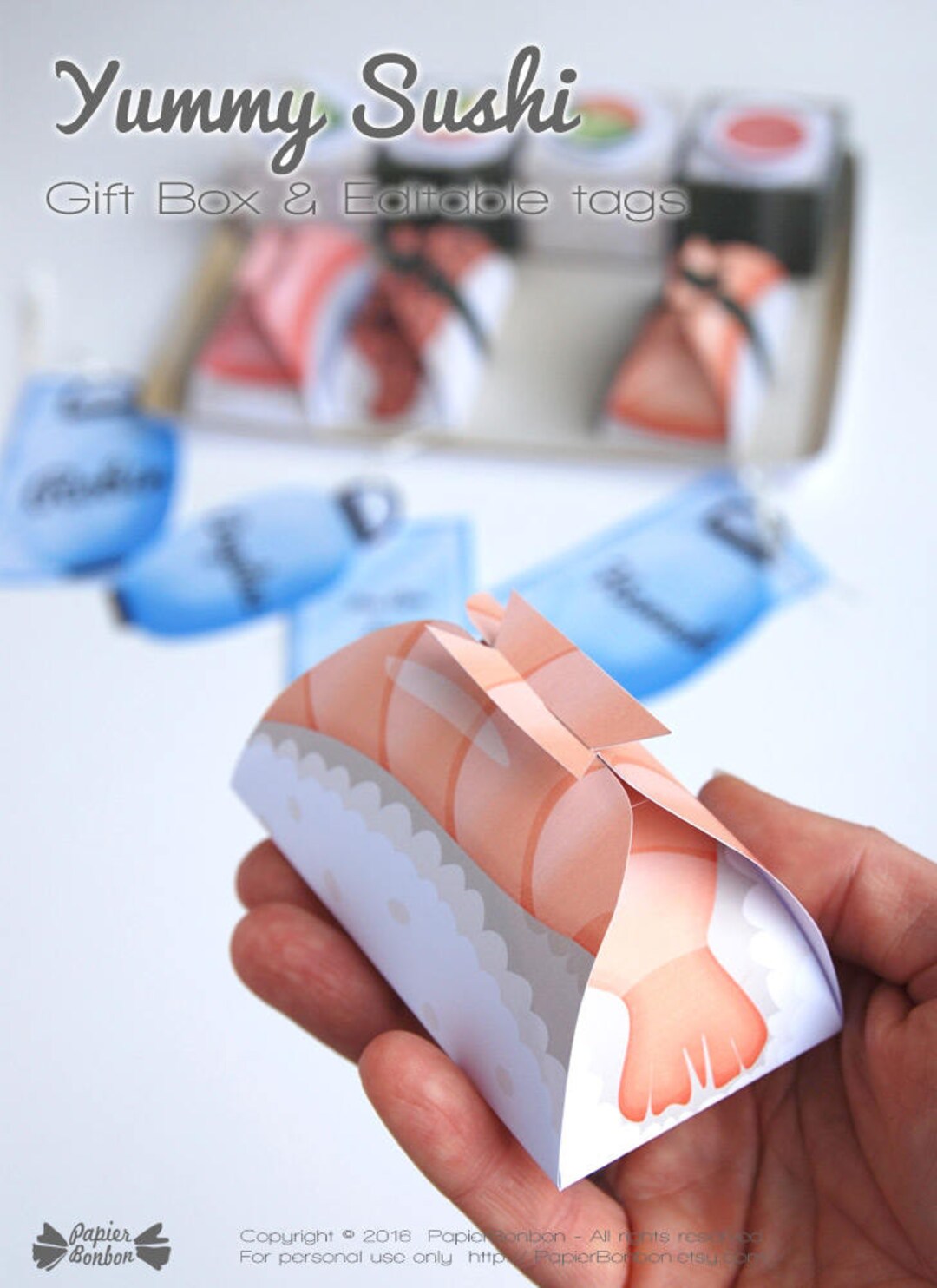 Sushi Gift Box Printable 8 Favor Box - Etsy