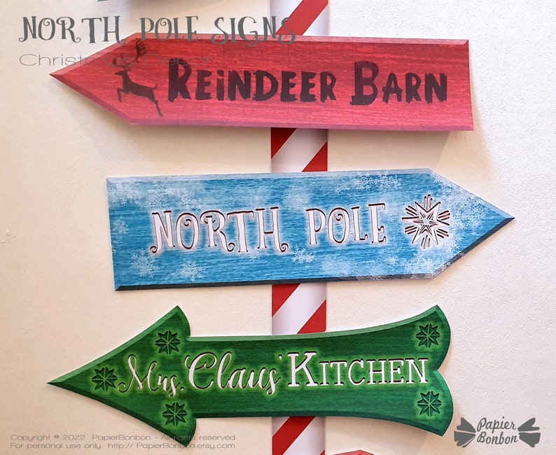 North Pole Signs Printable, PDF FILES, Christmas Decor, DIY - Etsy