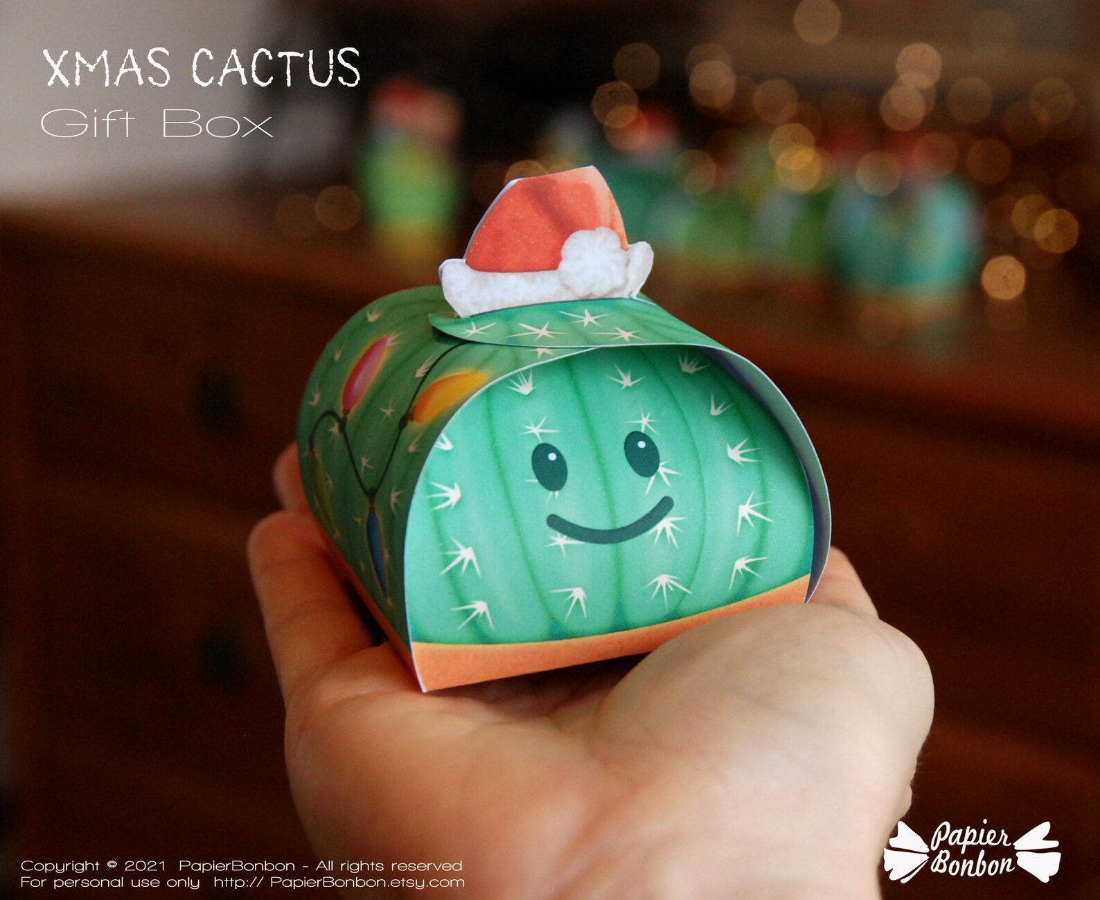 Christmas Cactus Treat Boxes Printable - 6 Funny Cactus Party Decor ...