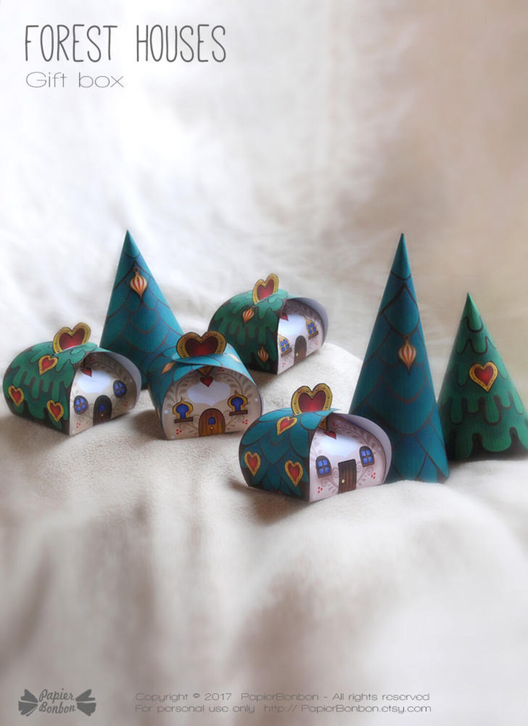 Printable House Gift Boxes Paper Centerpiece Decoration, Christmas ...