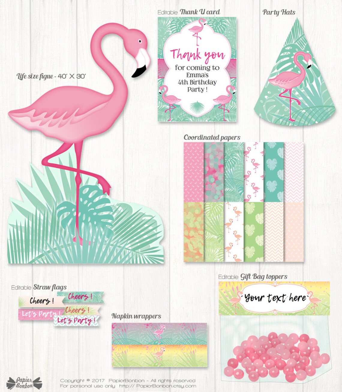 Flamingo Party Printable 19 Flamingo party decorations for | Etsy