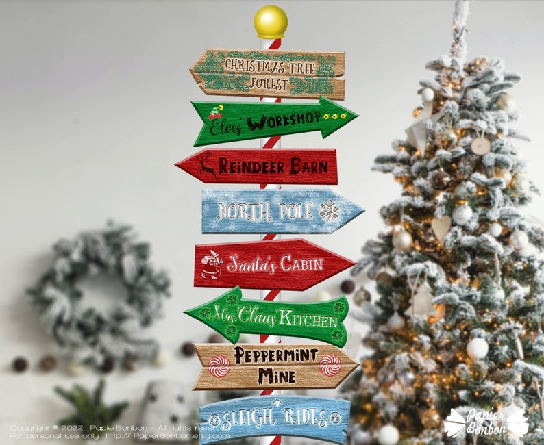 North Pole Signs Printable PDF FILES Christmas Decor DIY - Etsy