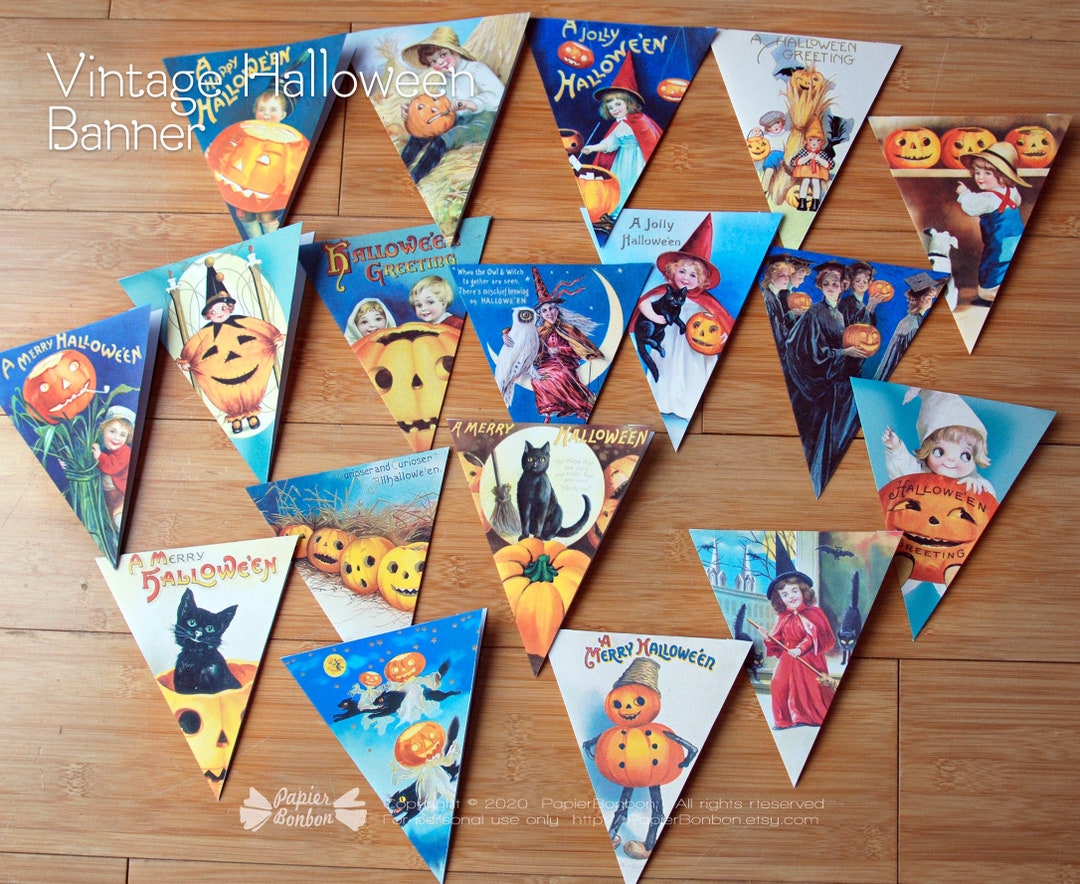 Vintage Halloween Banner Printable Instant Download, Vintage Halloween ...
