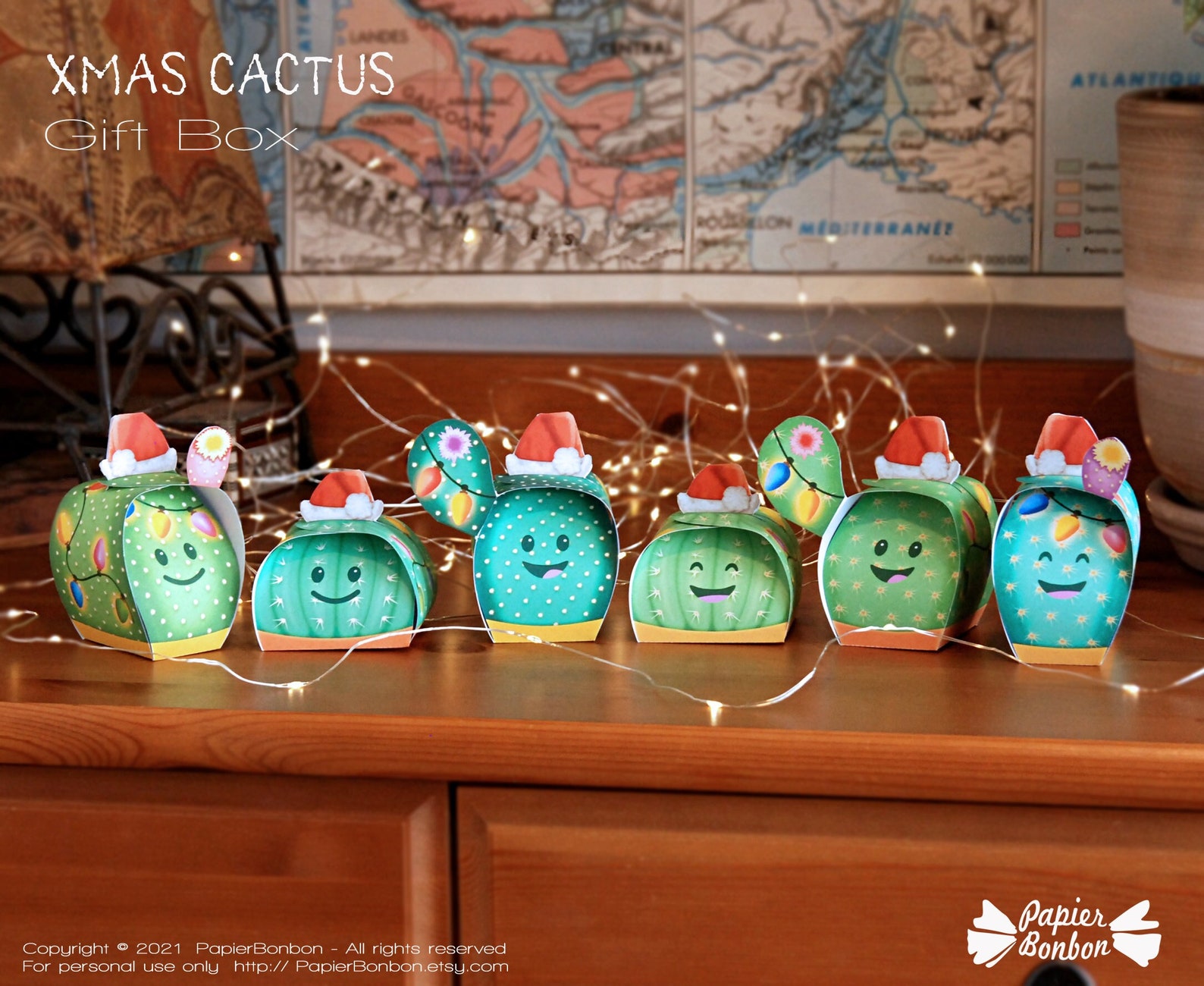 Christmas Cactus Treat Boxes Printable - 6 Funny Cactus Party Decor ...