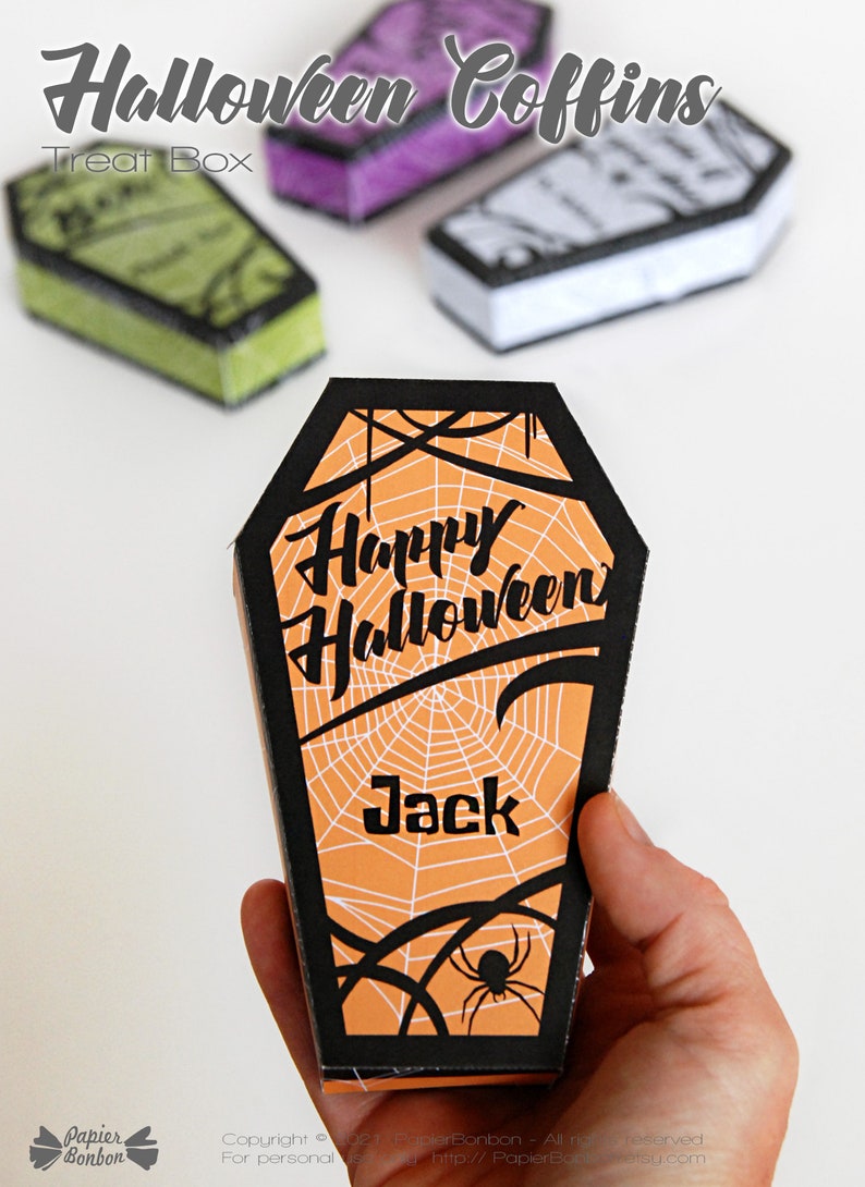 Halloween Coffin Box Editable Printable 4 Color Coffins Gift | Etsy