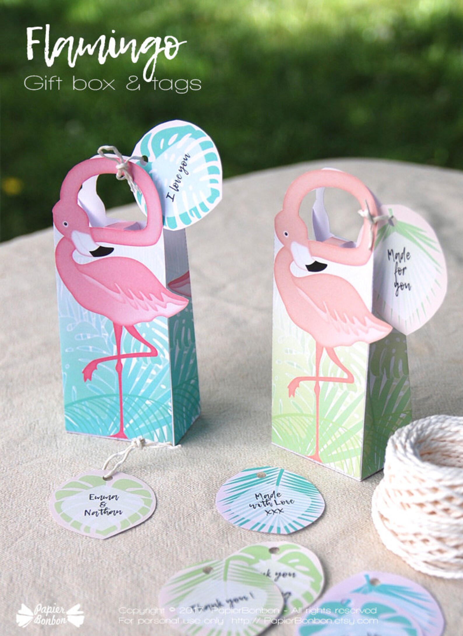 Flamingo Party Gift Box Printable Flamingo Favor Bag | Etsy