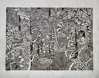 Snake Original Woodblock Print | Etsy