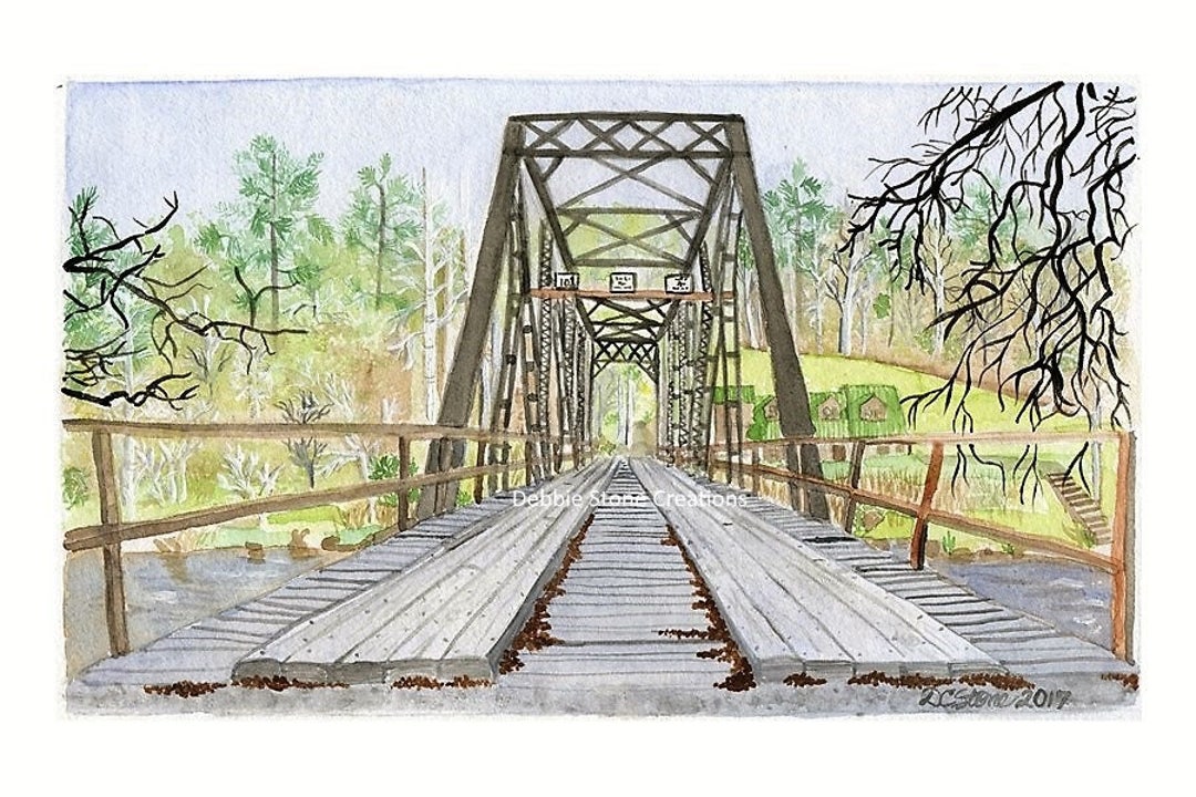 Sean's Bridge,print of the Original Acrylic on Watercolor Painting ...